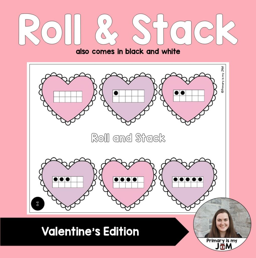 Valentine's Day themed Dice Game - Roll and Stack | Made By Teachers