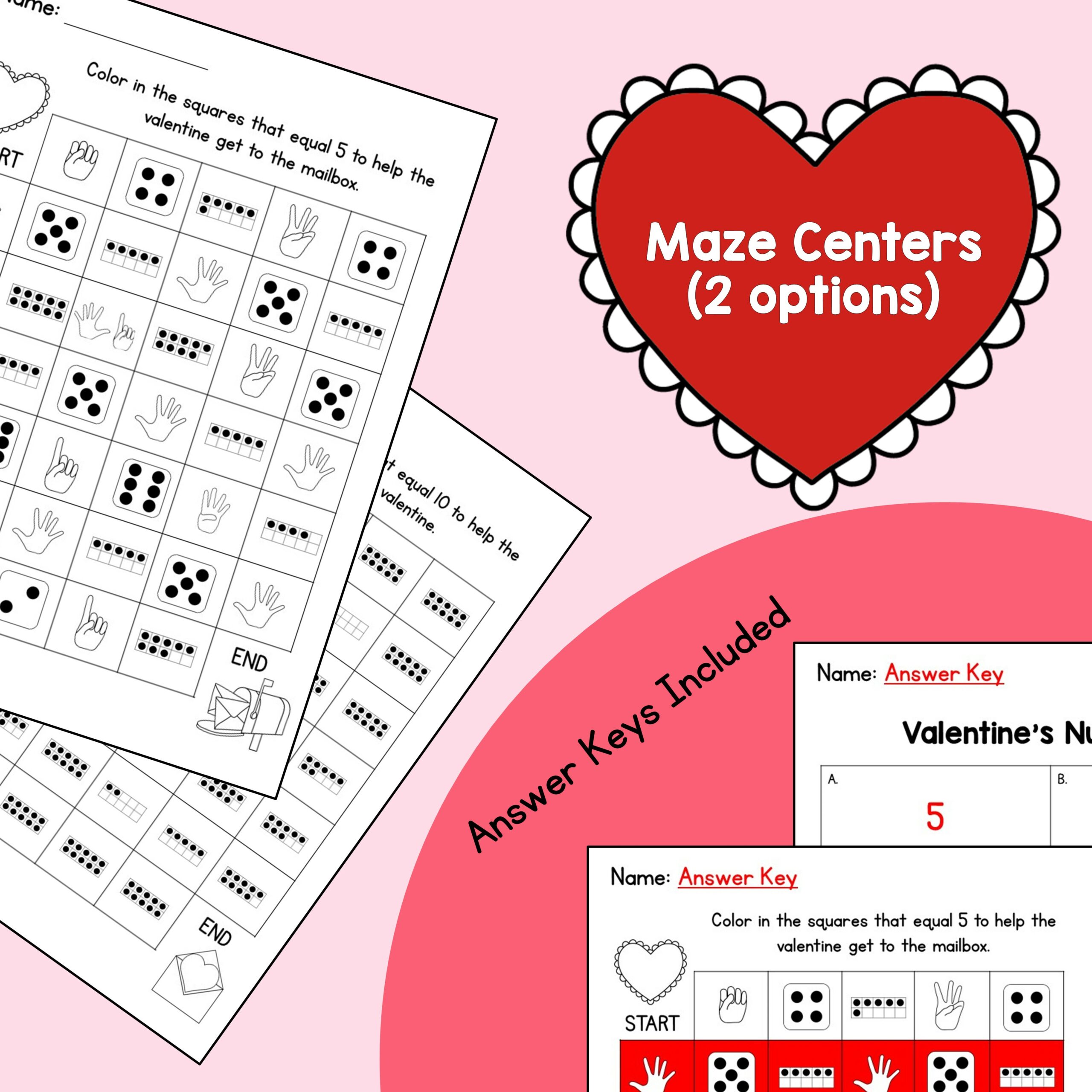 Valentine's Day themed Math Centers - Subitizing Numbers to 10 | Made ...