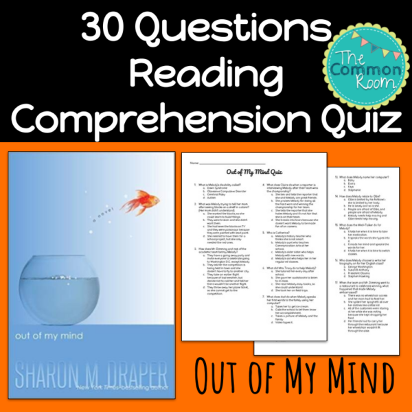 Out of My Mind (Sharon Draper)--Comprehension Test or Quiz | Made By ...
