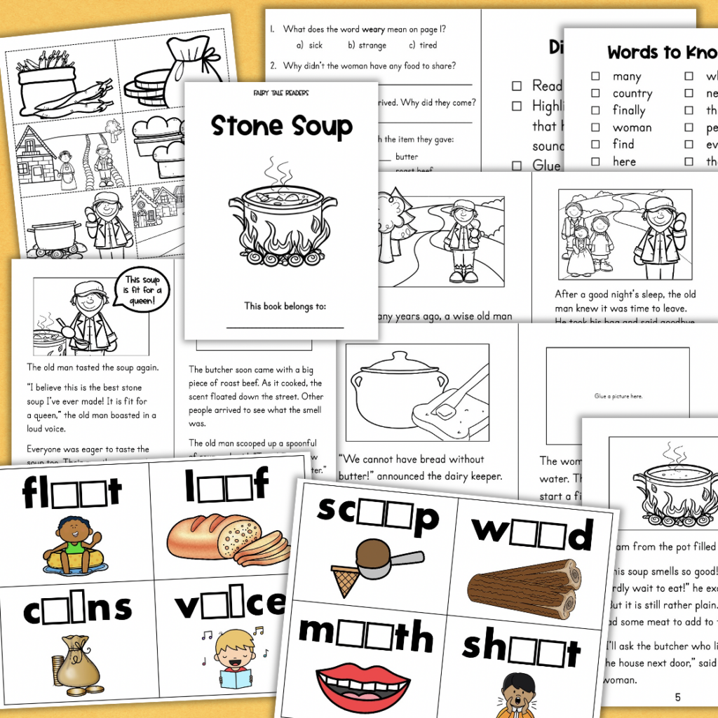 STONE SOUP Decodable Reader Worksheets Vowel Teams AI EA EE IE OA OI ...