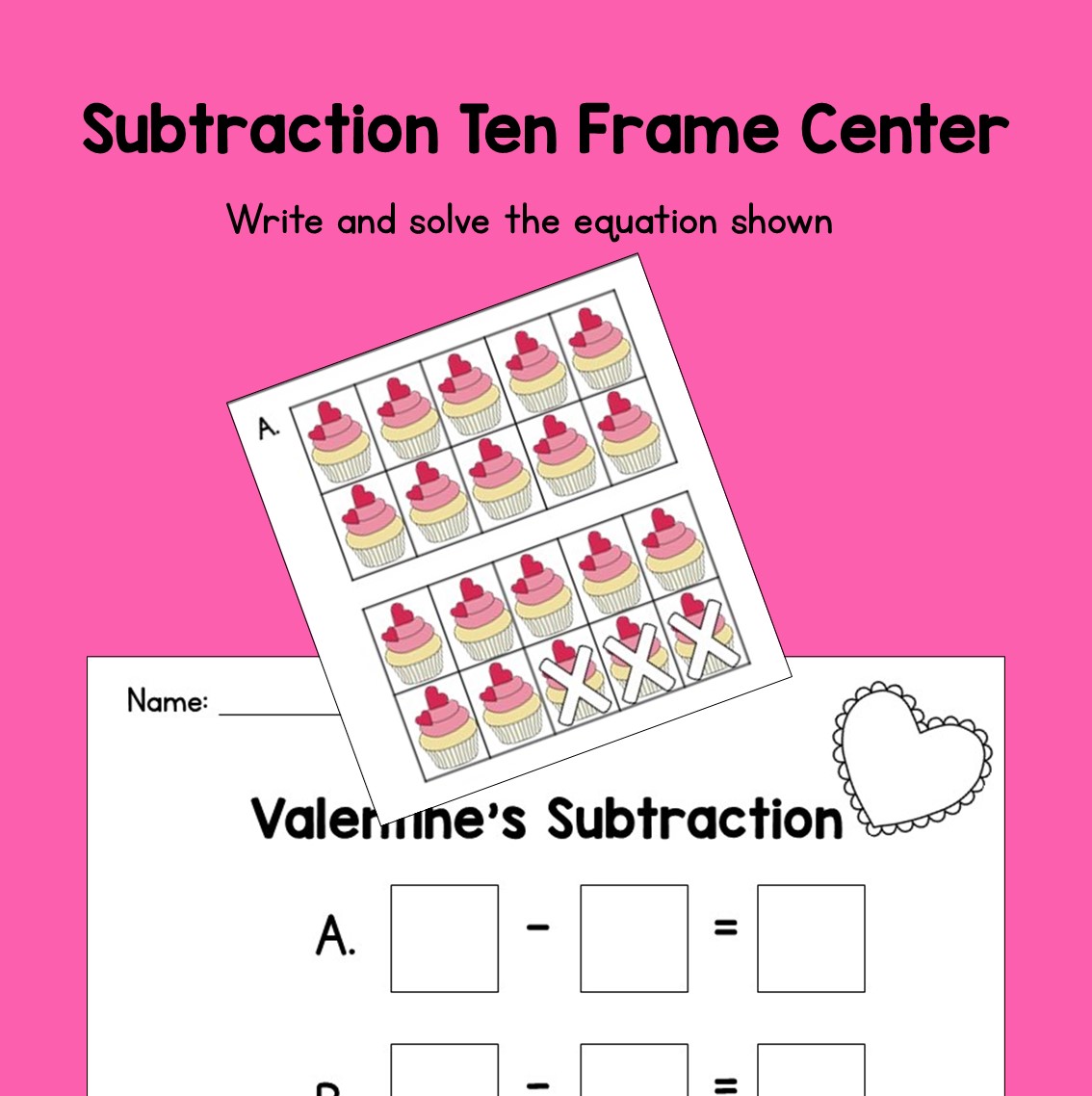 Valentine's Day themed Math Centers - Addition and Subtraction to 20 ...