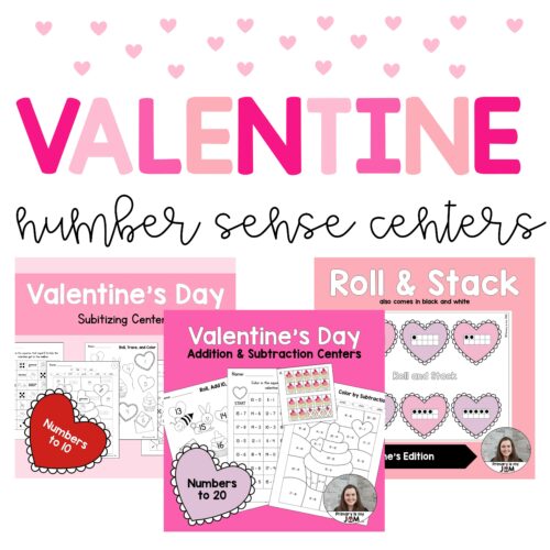 Valentine's Day themed Math Centers - Subitizing, Addition and ...
