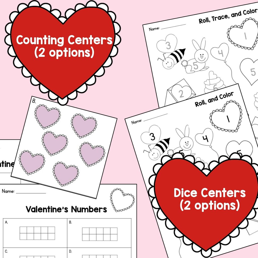 Valentine's Day themed Math Centers - Subitizing, Addition and ...