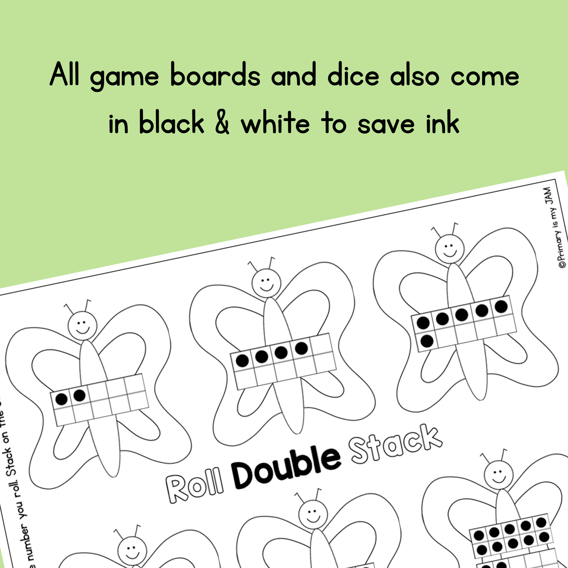 Spring themed Dice Game - Butterfly Roll and Stack - Made By Teachers
