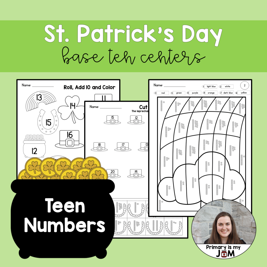 St. Patrick's Day Place Value Math Centers - Base Ten Teen Numbers ...