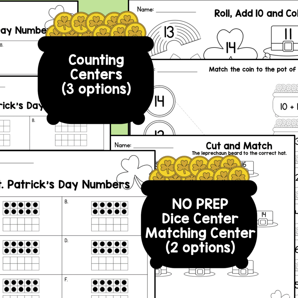 St. Patrick's Day Place Value Math Centers - Base Ten Teen Numbers ...