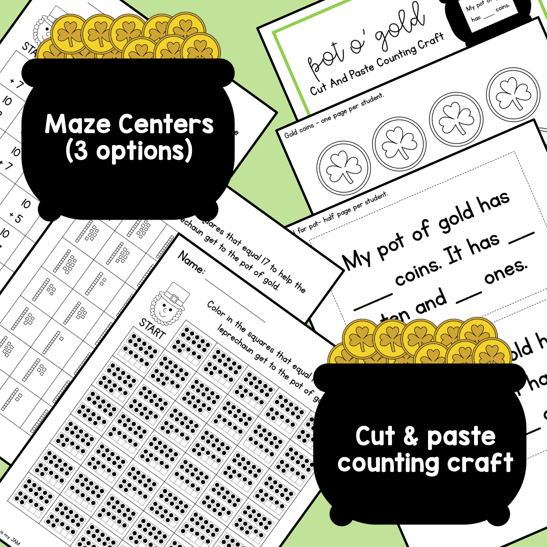 St. Patrick's Day Place Value Math Centers - Base Ten Teen Numbers ...