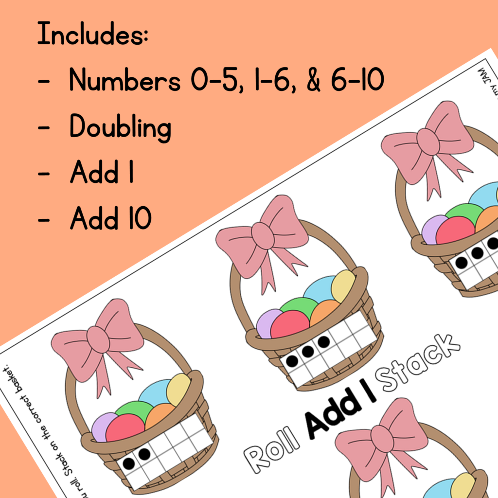 Easter themed Dice Game - Egg Basket Roll and Stack | Made By Teachers