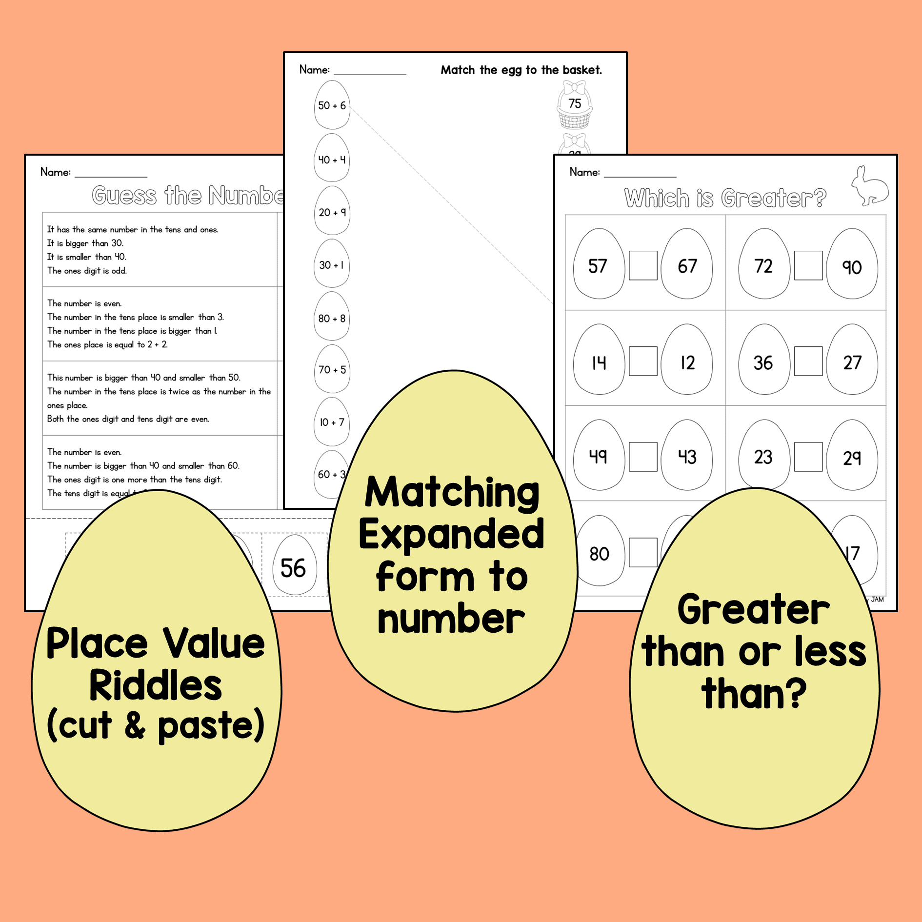 Easter Place Value Centers - Base Ten Numbers to 100 | Made By Teachers
