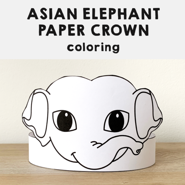 Asian Elephant Paper Crown Printable Animal Coloring Craft | Made By ...