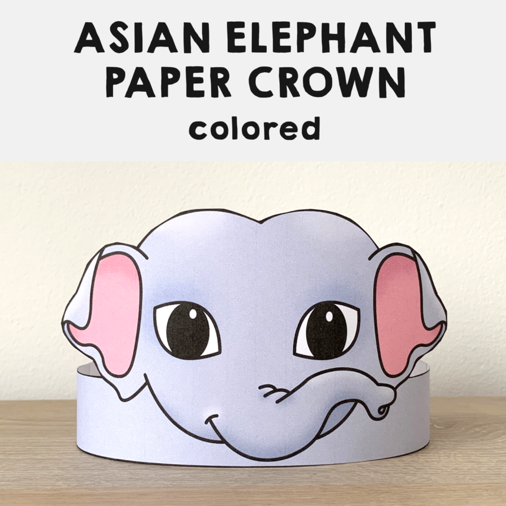 Asian Elephant Paper Crown Printable Animal Costume Craft | Made By ...