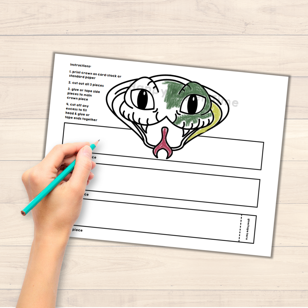 Cobra Paper Crown Printable Asian Animal Coloring Craft | Made By Teachers