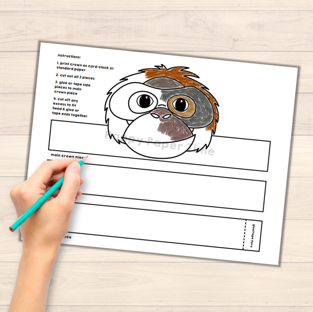 Orangutan Paper Crowns Printable Asian Animal Coloring Craft - Made By ...