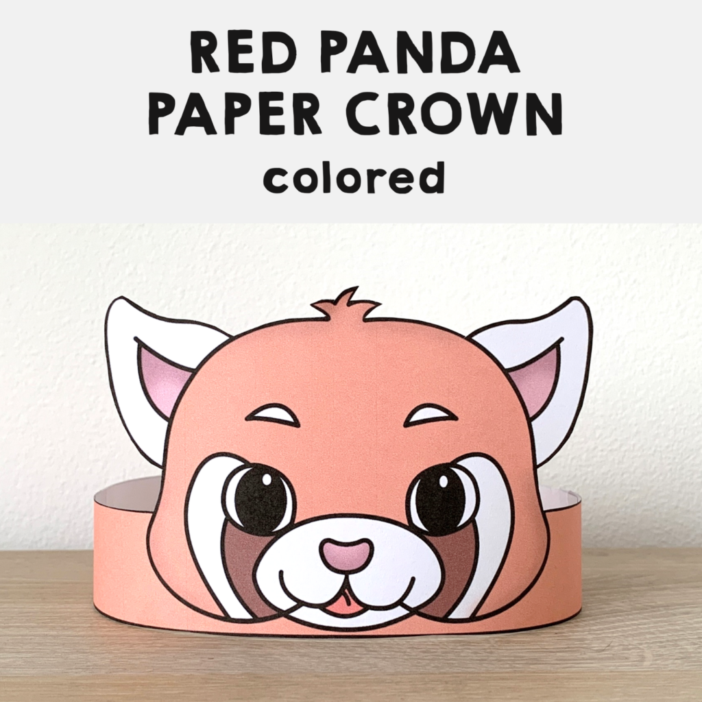 Red panda Paper Crown Printable Asian Animal Costume Craft - Made By ...