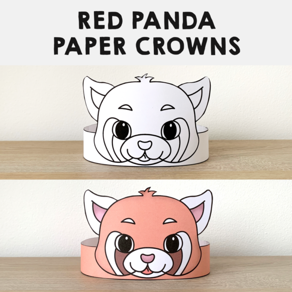 Red Panda Paper Crowns Printable Asian Animal Coloring Craft | Made By ...
