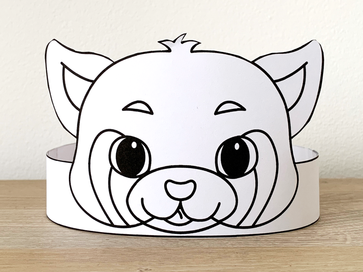 Red Panda Paper Crowns Printable Asian Animal Coloring Craft | Made By ...