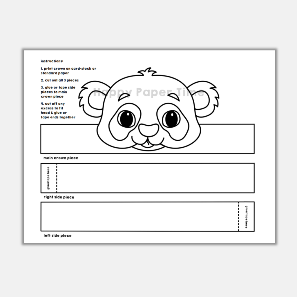 Panda Paper Crown Printable Asian Animal Coloring Craft | Made By Teachers