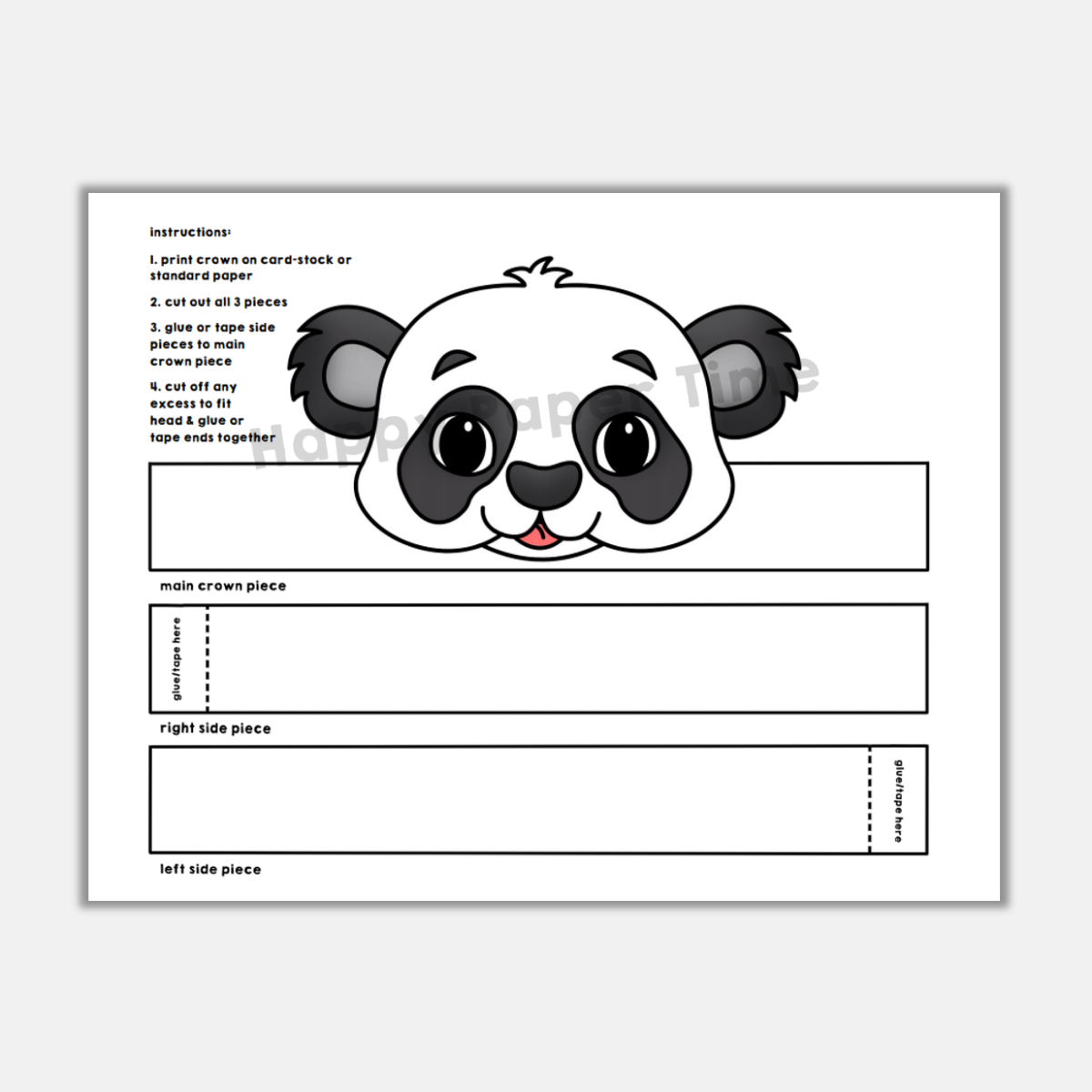 Panda Paper Crown Printable Asian Animal Costume Craft | Made By Teachers