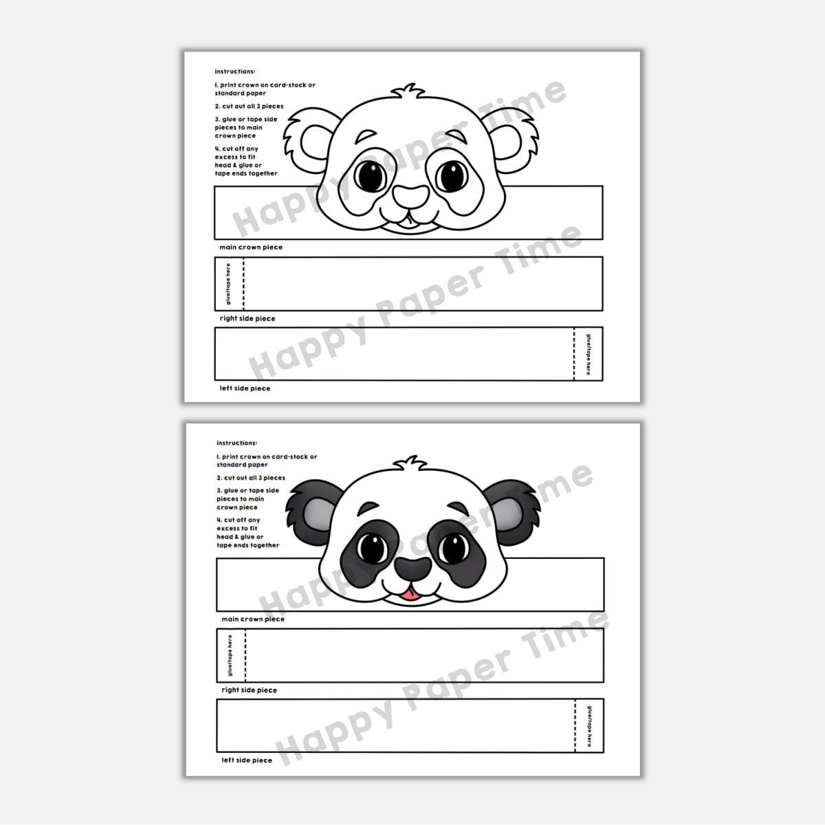 Panda Paper Crowns Printable Asian Animal Coloring Craft | Made By Teachers