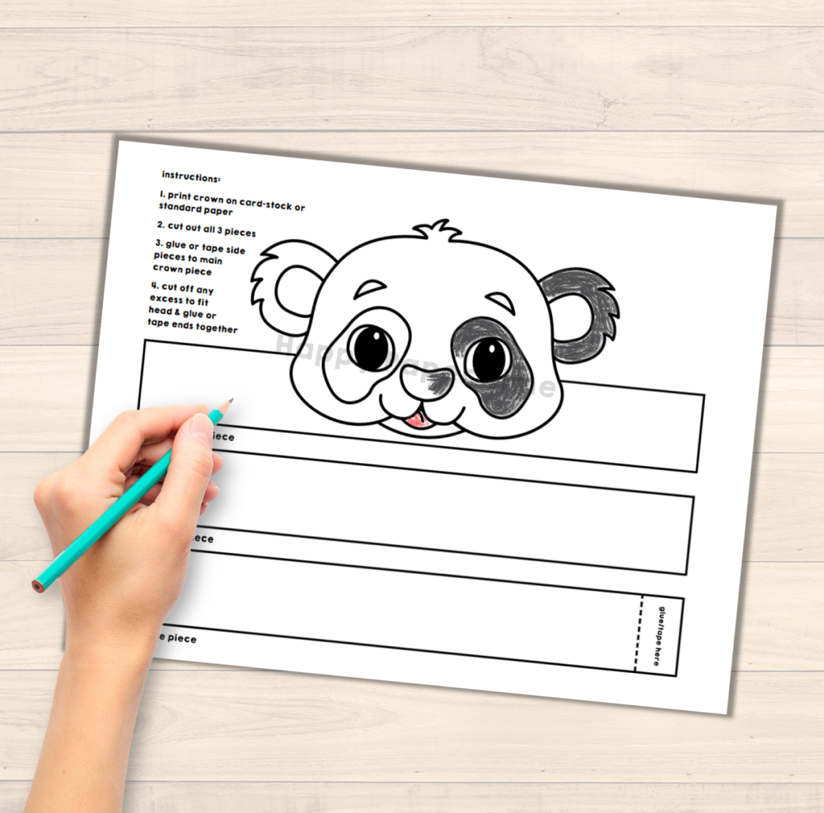 Panda Paper Crowns Printable Asian Animal Coloring Craft | Made By Teachers