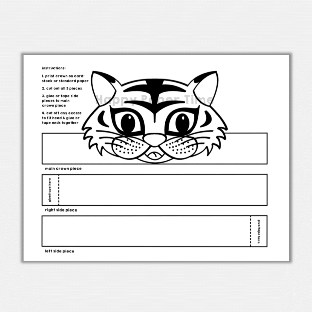 Tiger Paper Crown Printable Asian Animal Coloring Craft | Made By Teachers