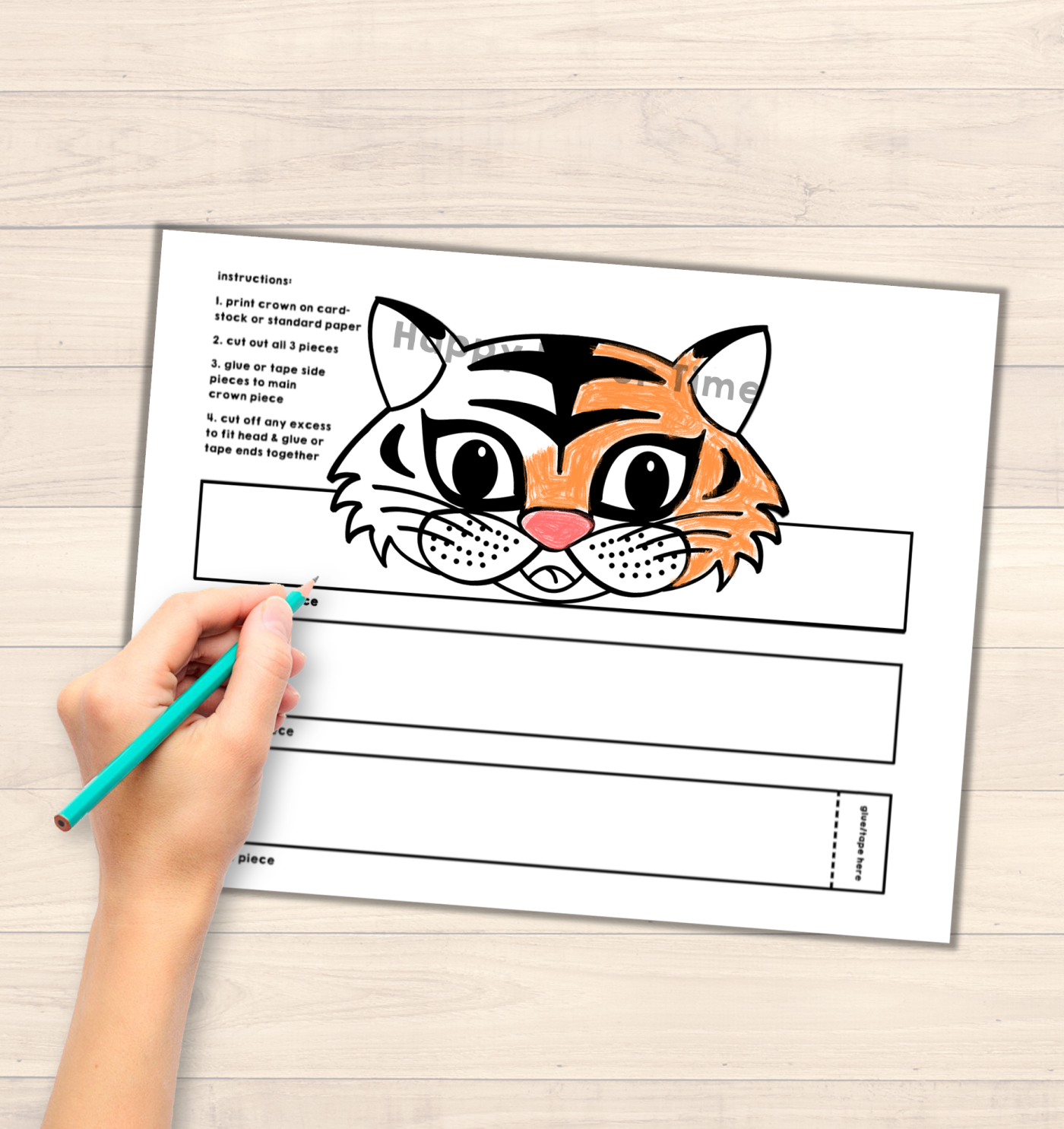 Tiger Paper Crown Printable Asian Animal Coloring Craft | Made By Teachers