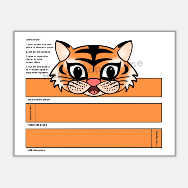 Tiger Paper Crown Printable Asian Animal Costume Craft | Made By Teachers