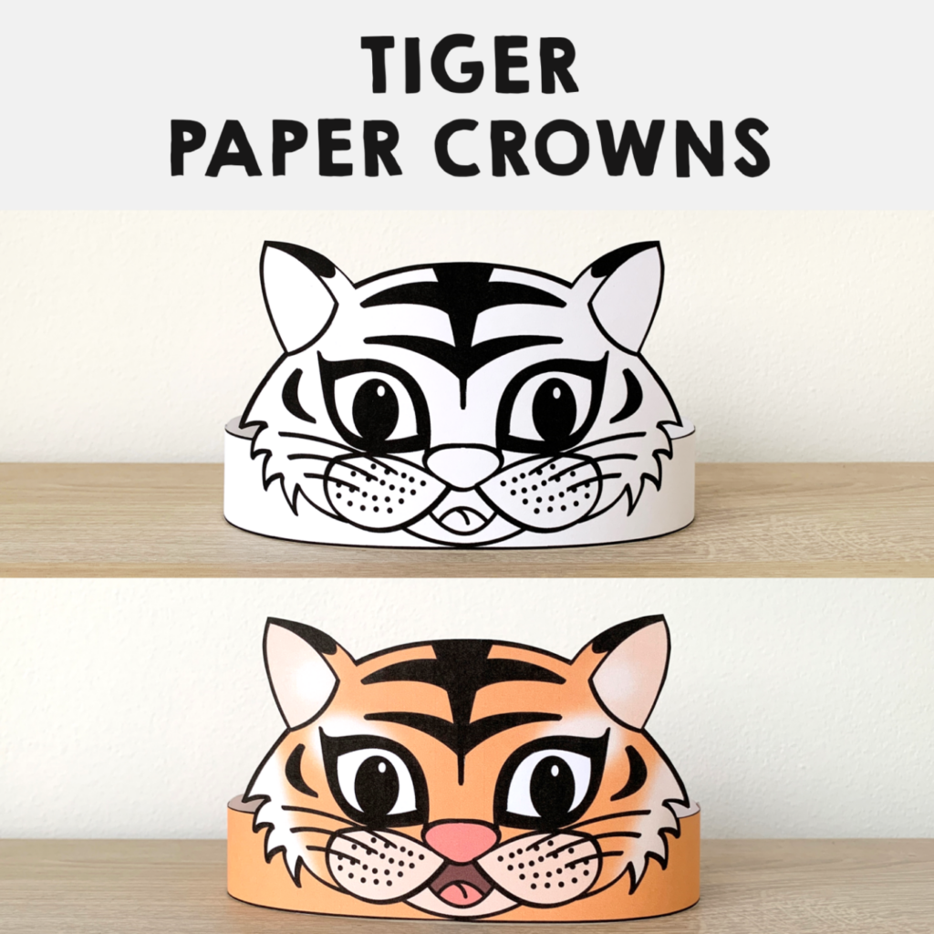 Tiger Paper Crowns Printable Asian Animal Coloring Craft | Made By Teachers