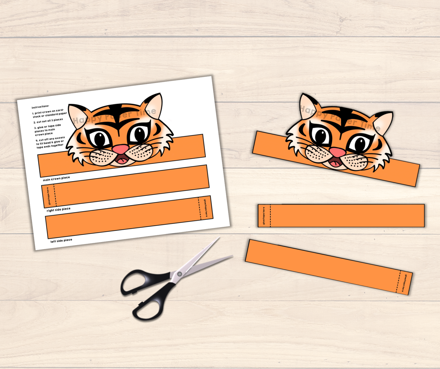Tiger Paper Crowns Printable Asian Animal Coloring Craft | Made By Teachers