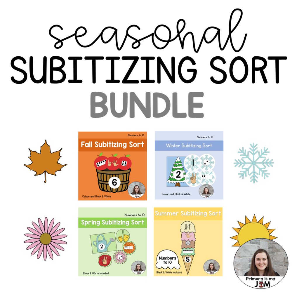Subitizing Sort Bundle - 4 seasons - Made By Teachers