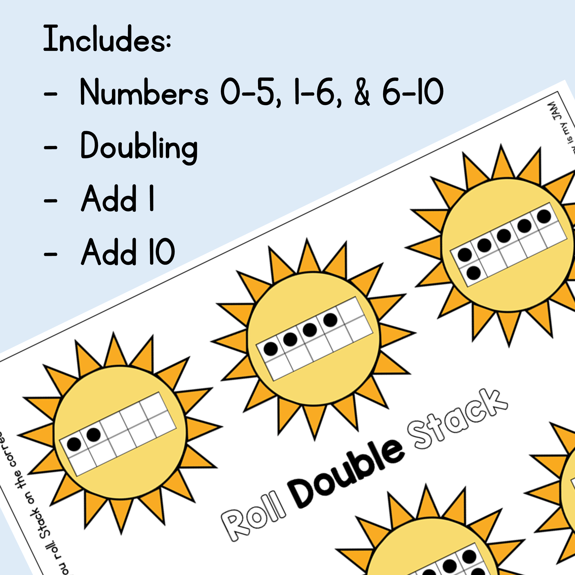 Summer themed Dice Game - Sunshine Roll and Stack | Made By Teachers