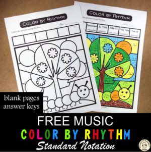 FREE Music Color by Rhythm Pages | Standard notation | Made By Teachers