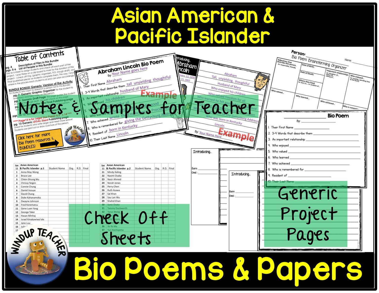 Asian American and Pacific Islander Biography Poem Activity - Made By ...