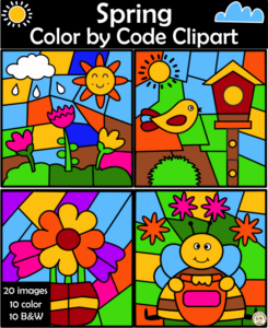 Spring Color by Code Clip Art | Made By Teachers
