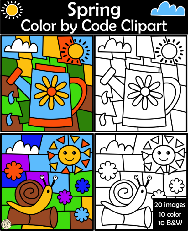Spring Color by Code Clip Art | Made By Teachers