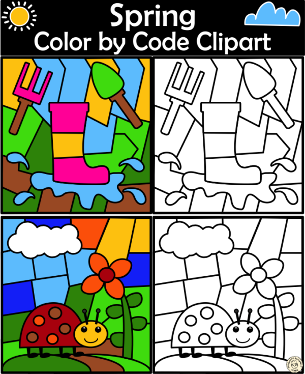 Spring Color by Code Clip Art | Made By Teachers