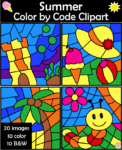 Summer Color By Code Clip Art | Made By Teachers