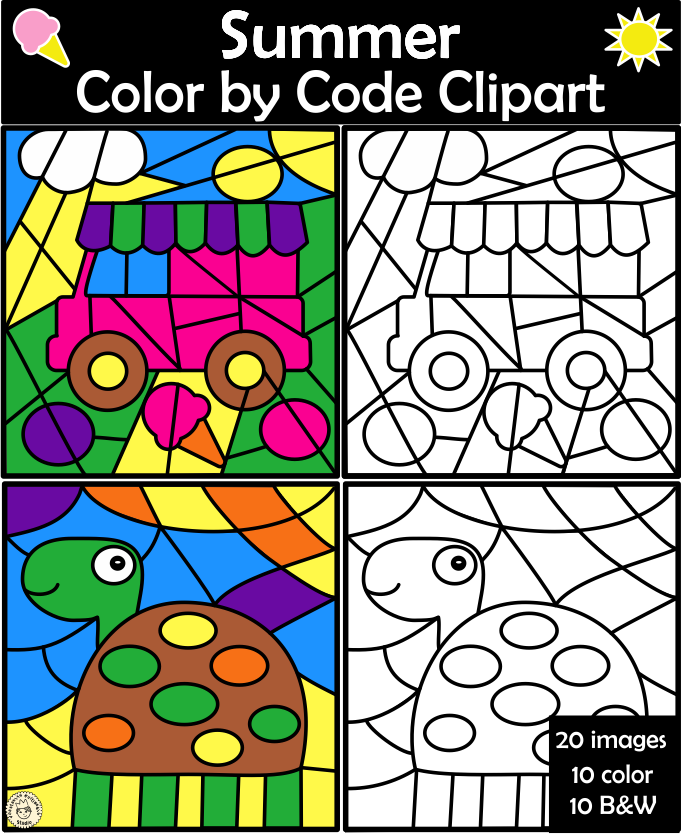 Summer Color By Code Clip Art | Made By Teachers