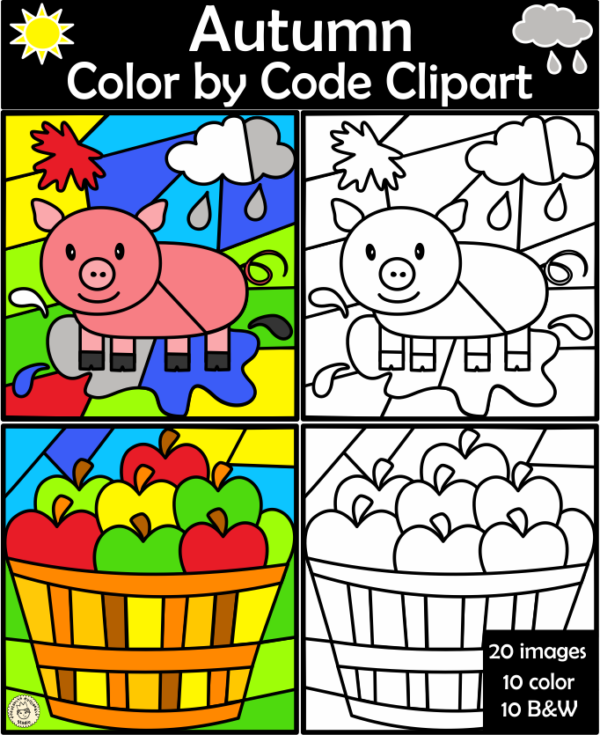 Autumn / Fall Color by Code Clip Art | Made By Teachers