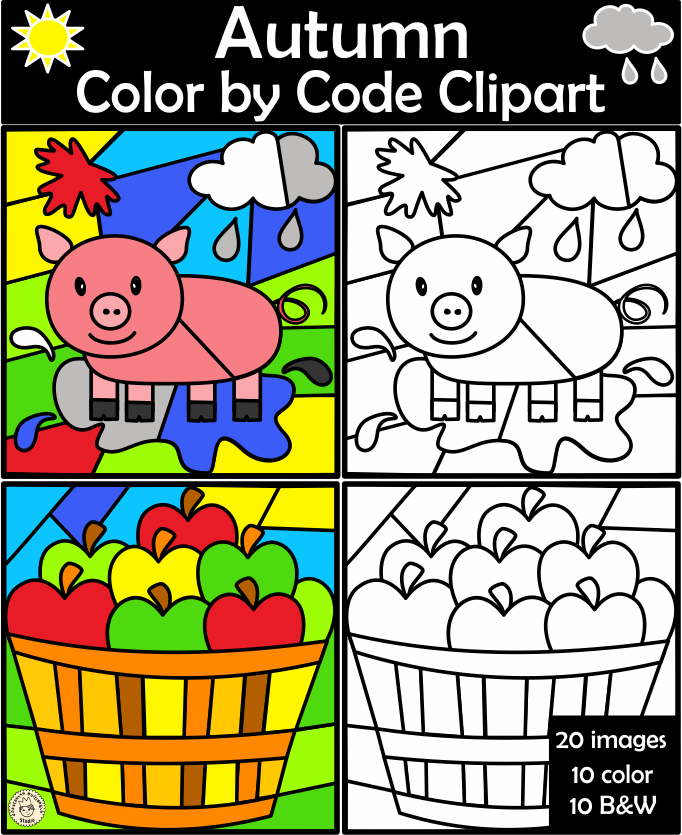 Autumn / Fall Color by Code Clip Art | Made By Teachers