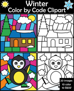 Winter Color By Code Clip Art | Made By Teachers