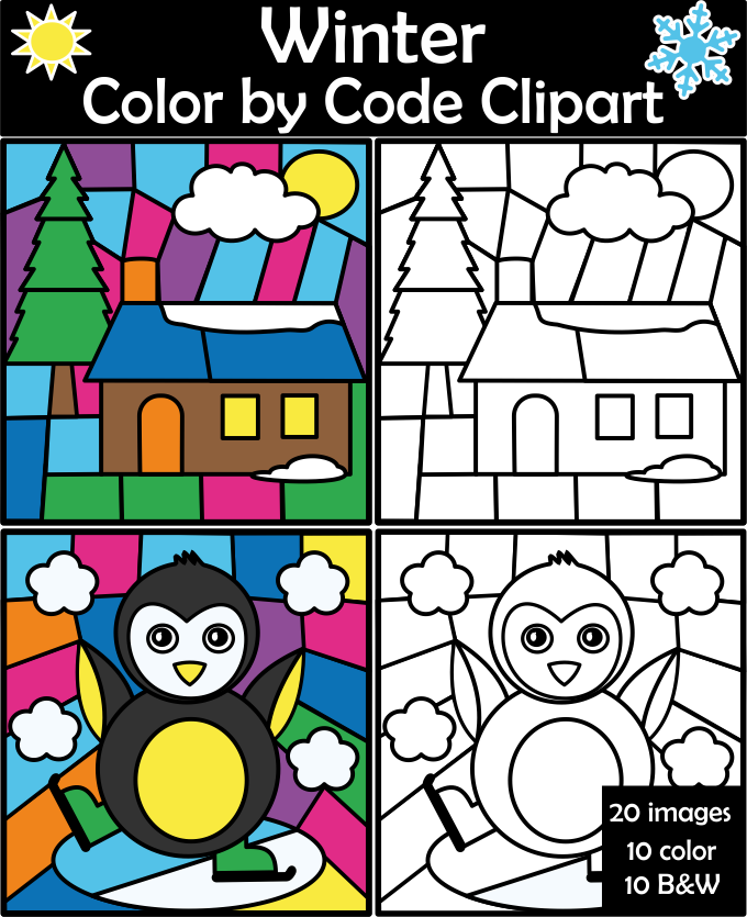 Winter Color By Code Clip Art | Made By Teachers