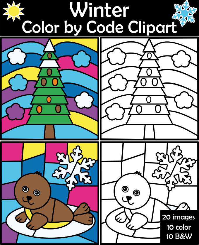 Winter Color By Code Clip Art | Made By Teachers