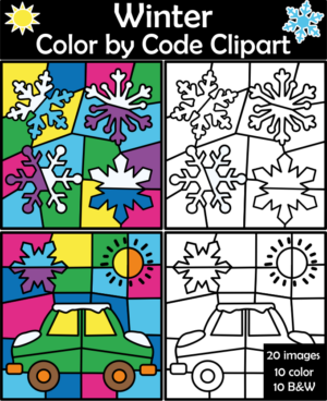 Winter Color By Code Clip Art | Made By Teachers