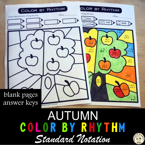 Fall Color by Rhythm Activities | Music Color by Code - Made By Teachers