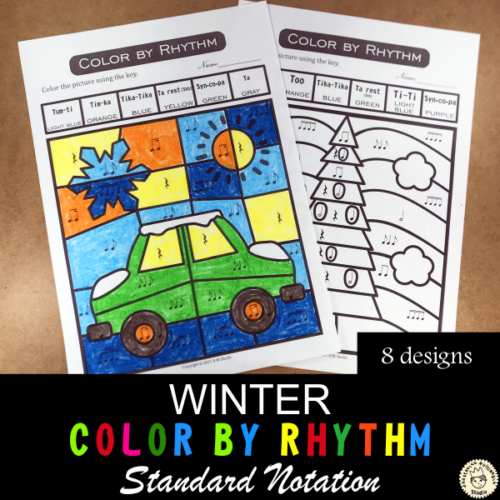 Winter Music Coloring Activities | Color by Rhythm | Standard Notation ...