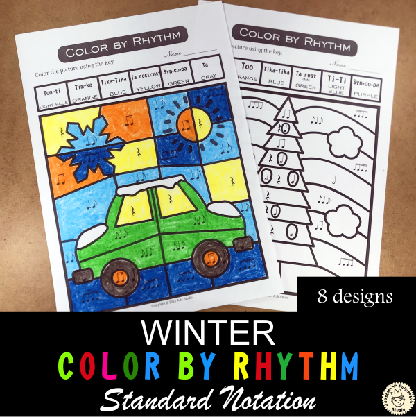 Winter Music Coloring Activities | Color by Rhythm | Standard Notation ...