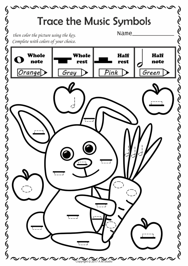 Music Trace and Color Worksheets for Young Musicians | Made By Teachers
