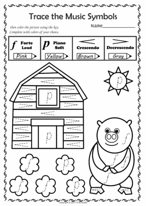 Music Trace and Color Worksheets for Young Musicians | Made By Teachers