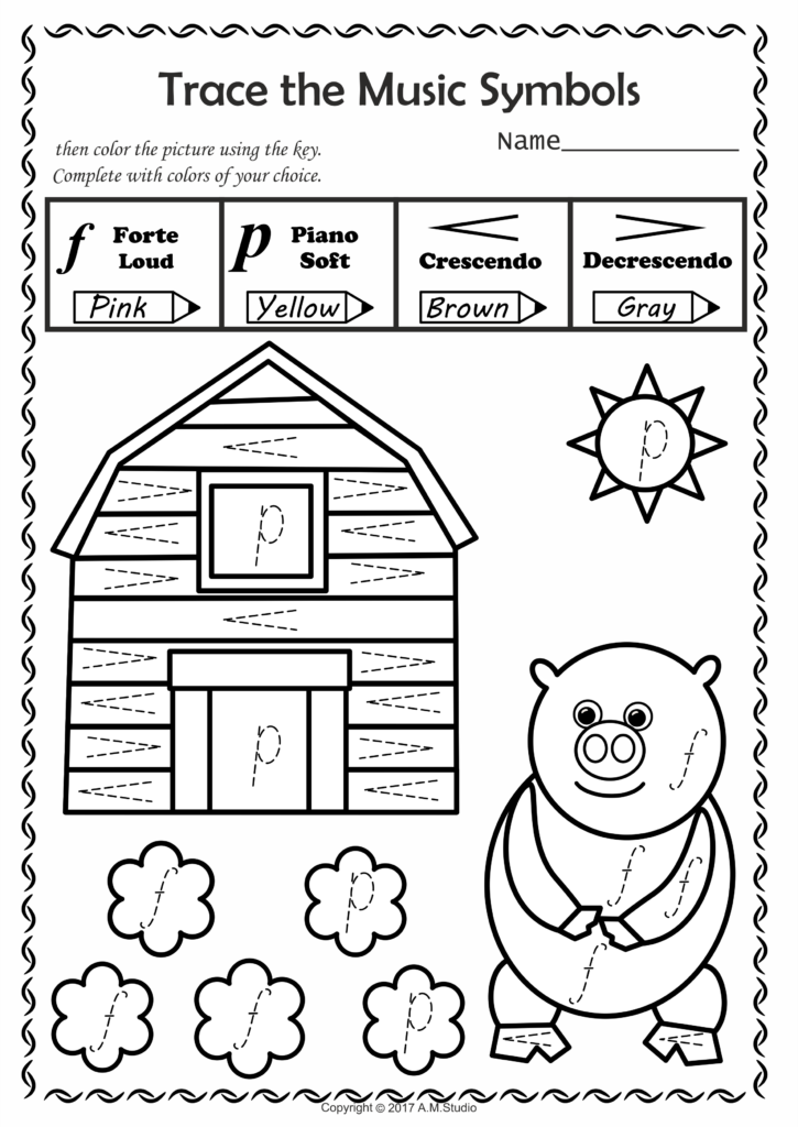 Music Trace and Color Worksheets for Young Musicians | Made By Teachers